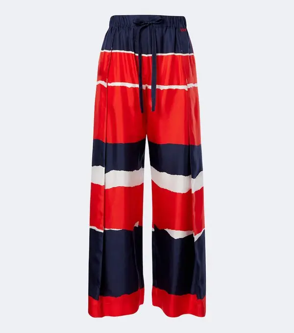 Loewe Printed Silk Twill Wide-leg Pants - Red