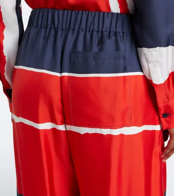 Loewe Printed Silk Twill Wide-leg Pants - Red