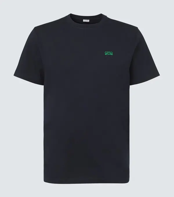 Loewe Logo Embroidered Cotton T-shirt - Blue