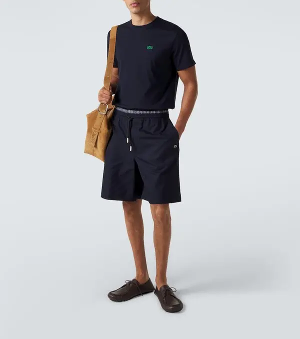 Loewe Logo Embroidered Cotton T-shirt - Blue