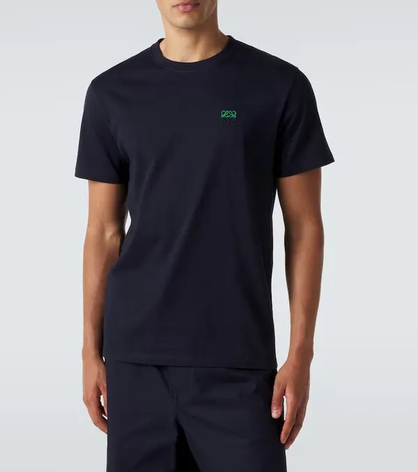 Loewe Logo Embroidered Cotton T-shirt - Blue