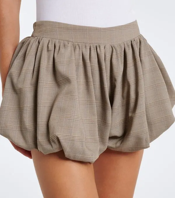 THE FRANKIE SHOP Alina Checked Wool-blend Shorts - Beige