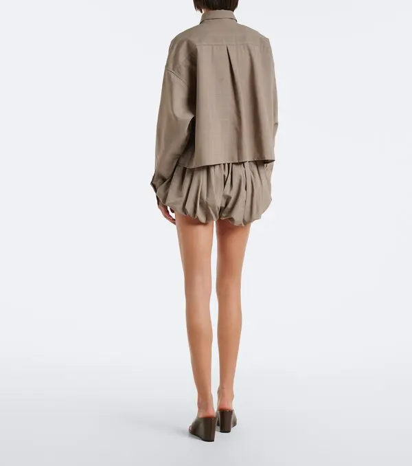 THE FRANKIE SHOP Alina Checked Wool-blend Shorts - Beige