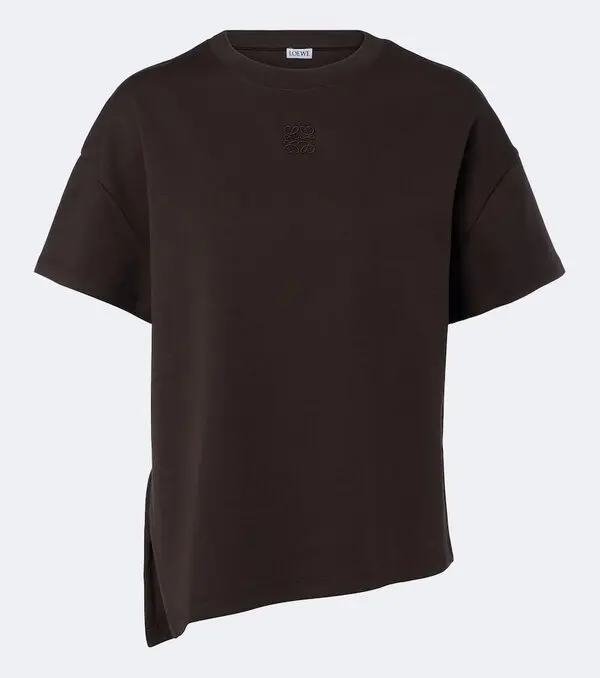 Loewe Anagram Asymmetrical Cotton-blend T-shirt - Brown