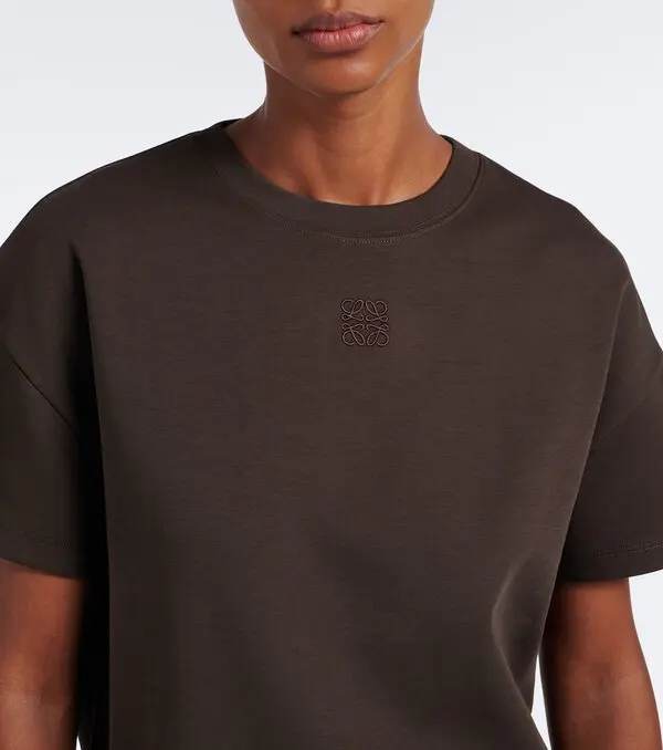 Loewe Anagram Asymmetrical Cotton-blend T-shirt - Brown
