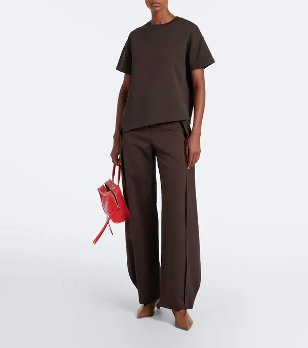 Loewe Anagram Asymmetrical Cotton-blend T-shirt - Brown