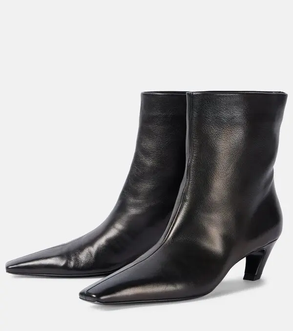 Khaite Arizona Leather Ankle Boots - Black