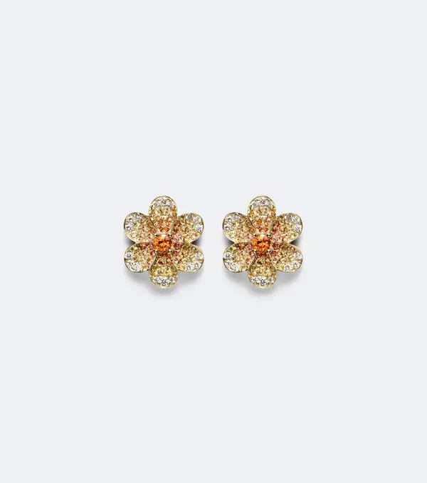Yvonne Léon Daisy 9kt Earrings With Sapphires And Diamonds - Gold