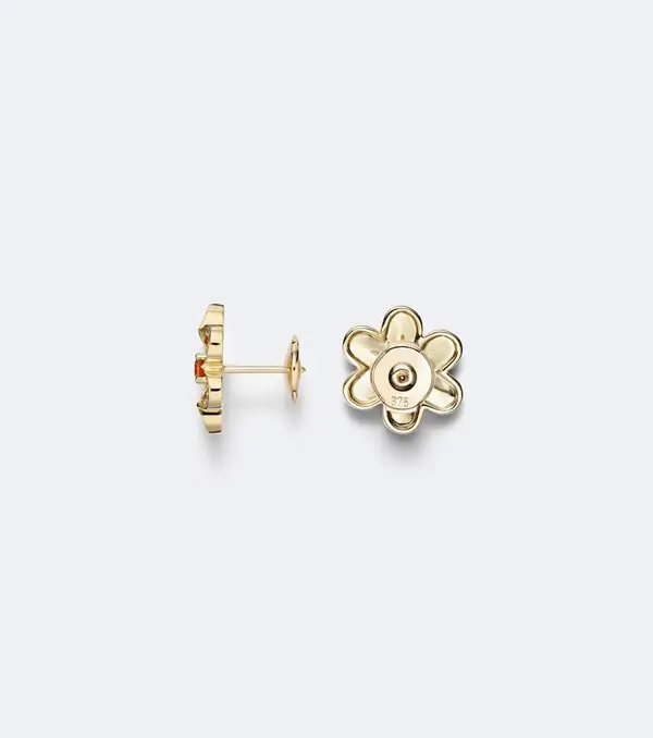 Yvonne Léon Daisy Earrings With Sapphires And Diamonds In 9kt Yellow