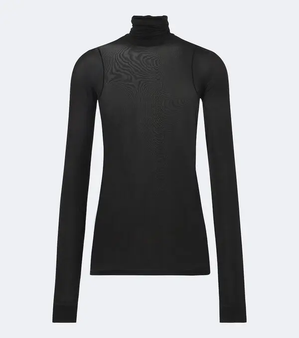 Saint Laurent Jersey Turtleneck Top - Black