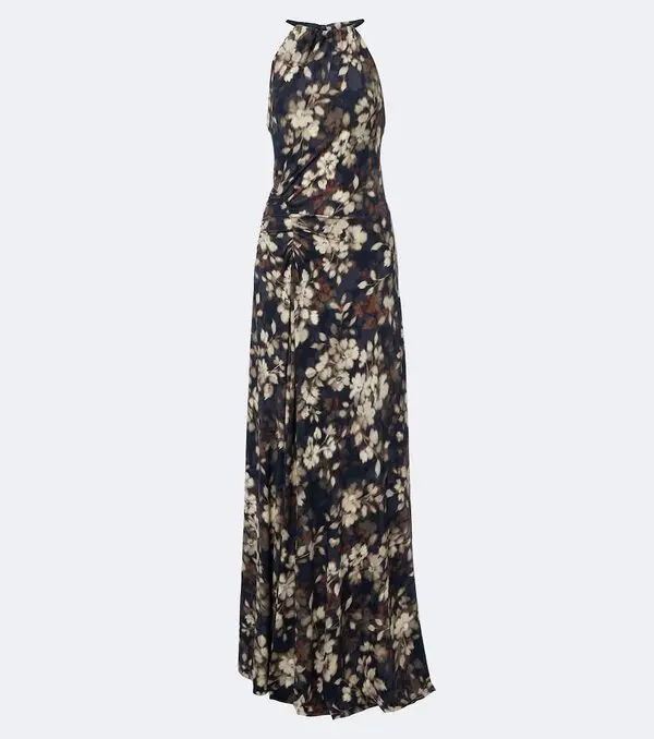 Simkhai Cerin Gathered Floral Halterneck Maxi Dress - Multicoloured