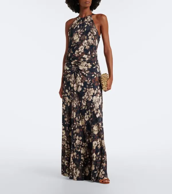 Simkhai Cerin Gathered Floral Halterneck Maxi Dress - Multicoloured
