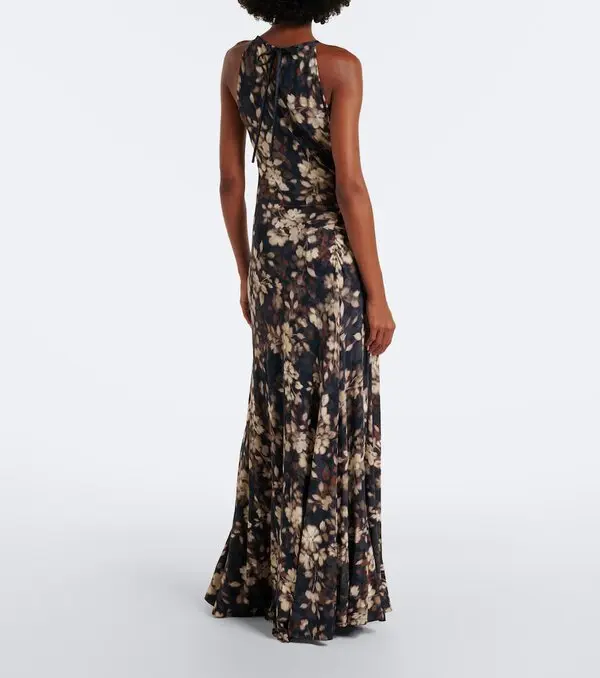 Simkhai Cerin Gathered Floral Halterneck Maxi Dress - Multicoloured