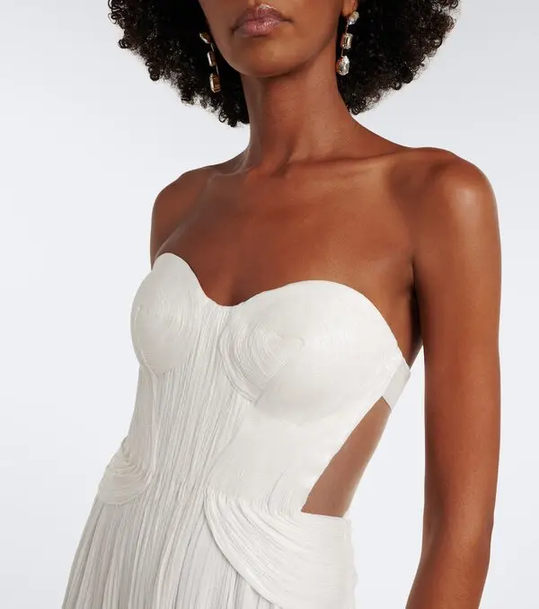 MARIA LUCIA HOHAN Kamina Cutout Silk Tulle Bustier Gown - White