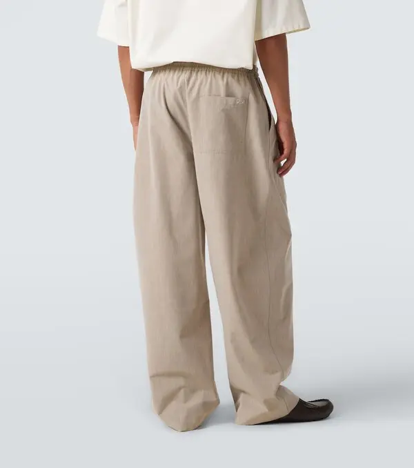 Loewe Wide-leg Wool And Cotton Trousers - Beige