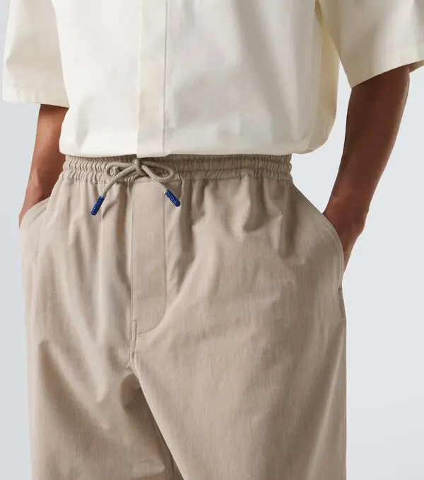Loewe Wide-leg Wool And Cotton Trousers - Beige