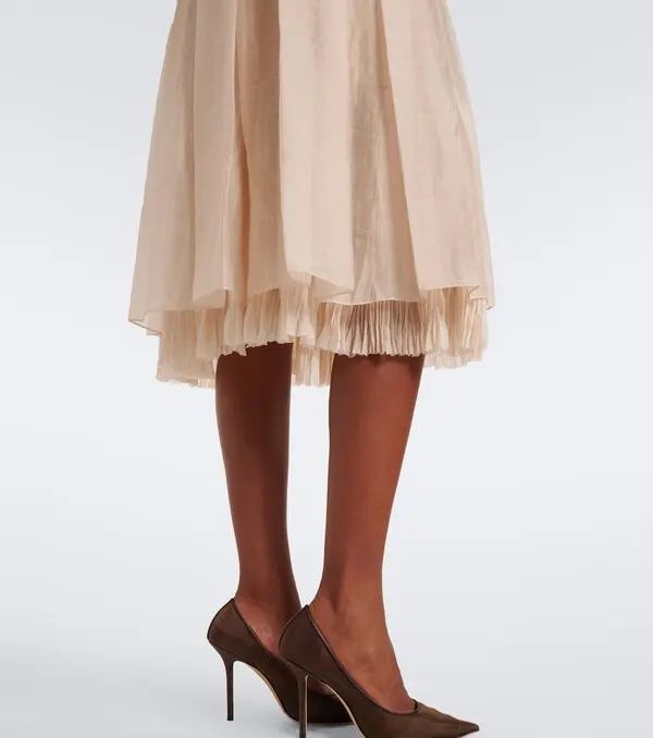 Vince Layered Pleated Midi Skirt
