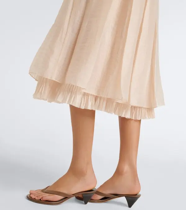 Vince Layered Pleated Midi Skirt - Pink