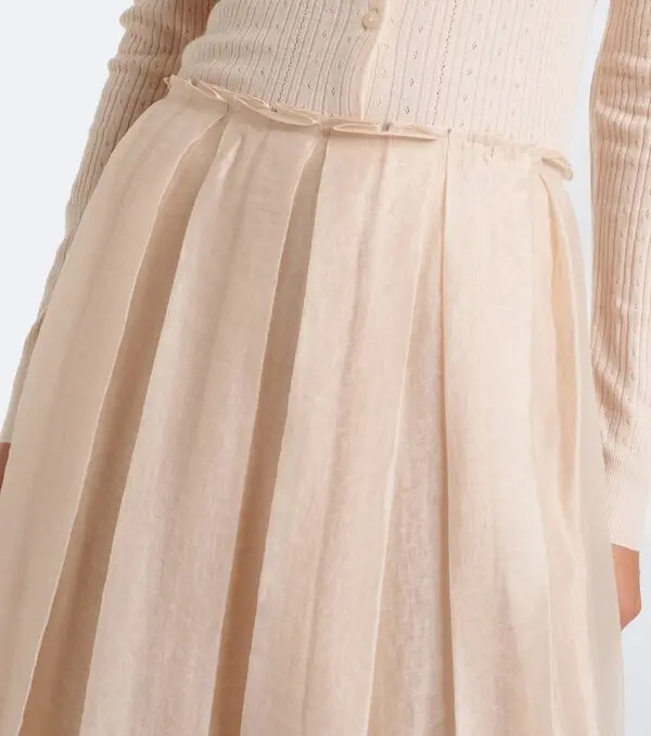 Vince Layered Pleated Midi Skirt