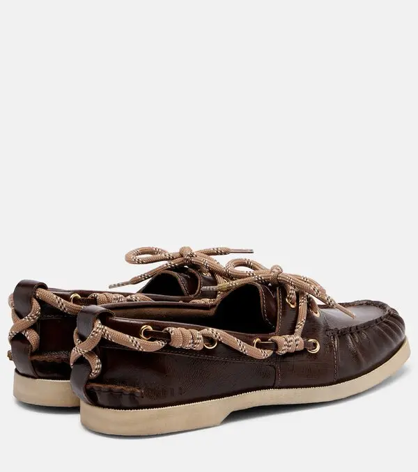 GOLDEN GOOSE Cruise Leather Boat Shoes - Brown
