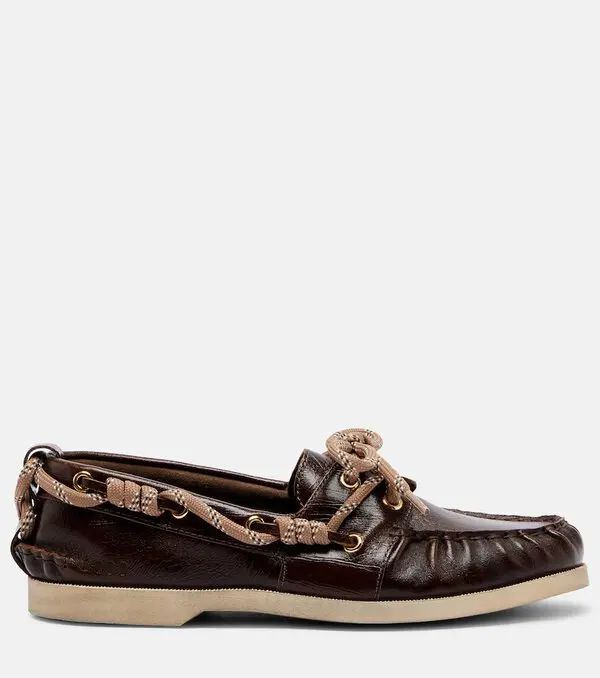 GOLDEN GOOSE Cruise Leather Boat Shoes - Brown