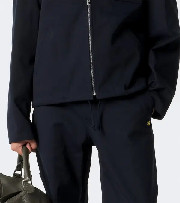 Loewe Logo Embroidered Cotton Zip-up Jacket - Blue