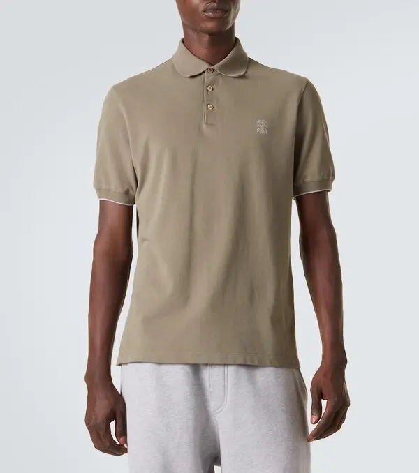 Brunello Cucinelli Logo Cotton Piqué Polo Shirt