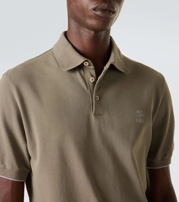 Brunello Cucinelli Logo Cotton Piqué Polo Shirt