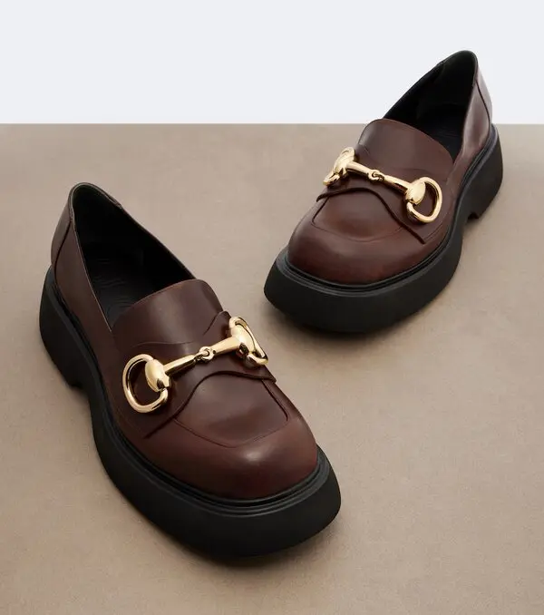 Gucci Brittany Horsebit Leather Platform Loafers
