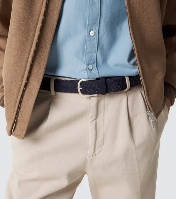 Canali Braided Suede Belt - Blue