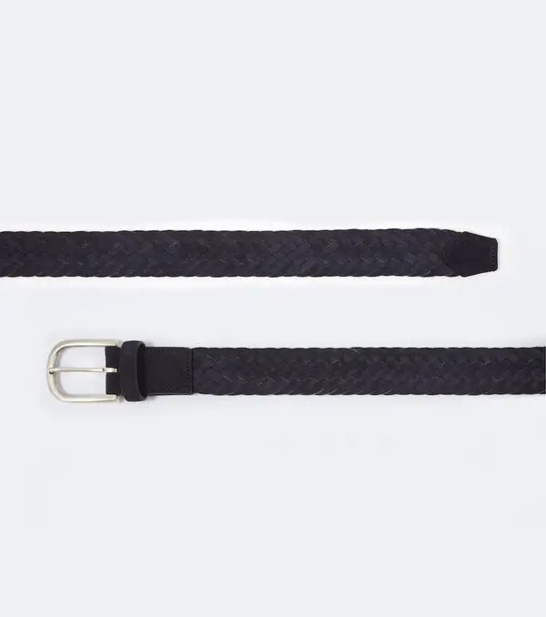 Canali Braided Suede Belt - Blue