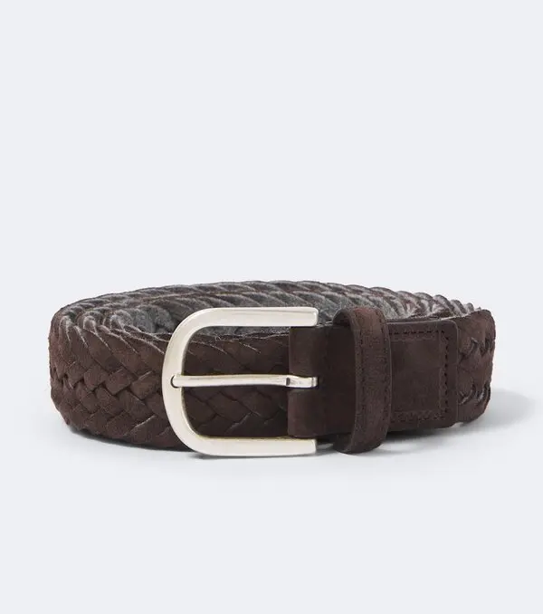 Canali Braided Suede Belt - Brown