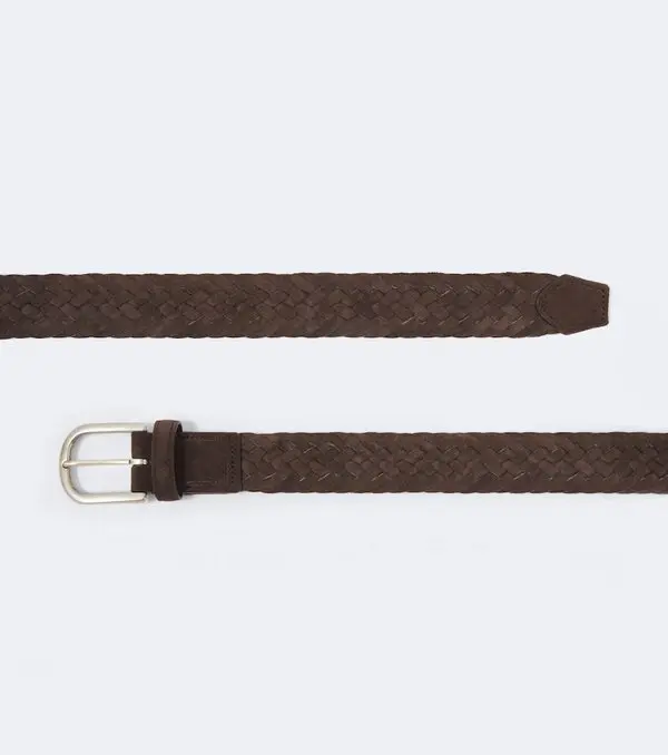 Canali Braided Suede Belt - Brown
