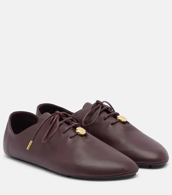 Loewe Pebble Soft Leather Lace-up Sneakers - Burgundy