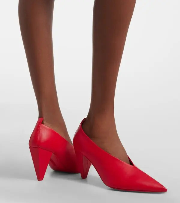 Loewe Origami Cubic Leather Pumps - Red