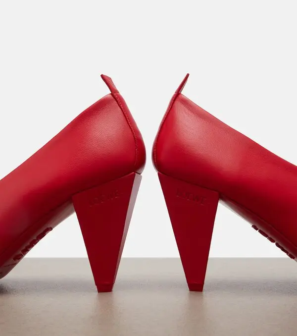 Loewe Origami Cubic Leather Pumps - Red