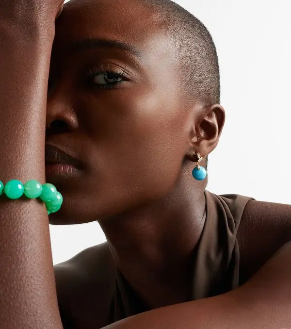 SUZANNE KALAN 18kt Drop Earrings With Turquoise And Diamonds