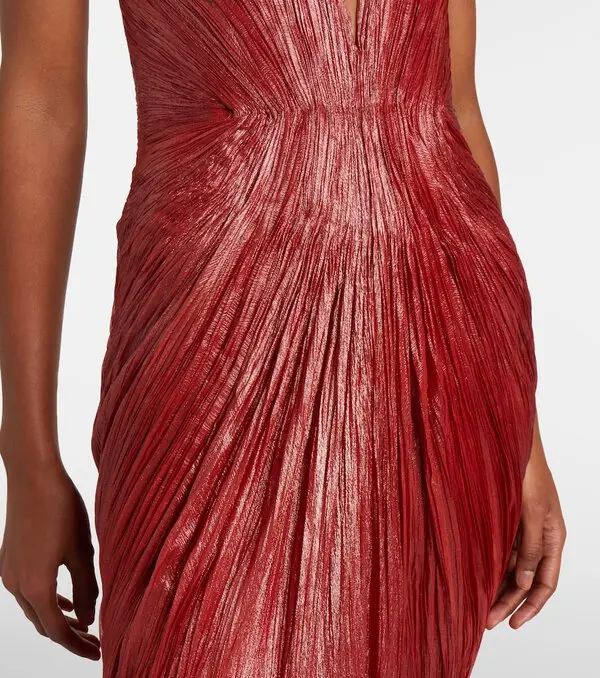 MARIA LUCIA HOHAN Cecilia Draped Silk Muslin Bustier Gown - Orange
