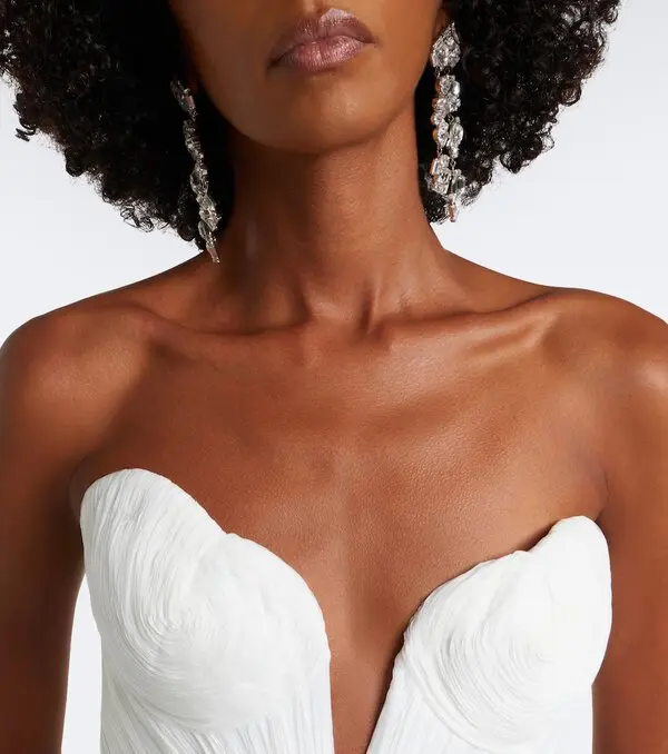 MARIA LUCIA HOHAN Cecilia Draped Silk Muslin Bustier Gown - White