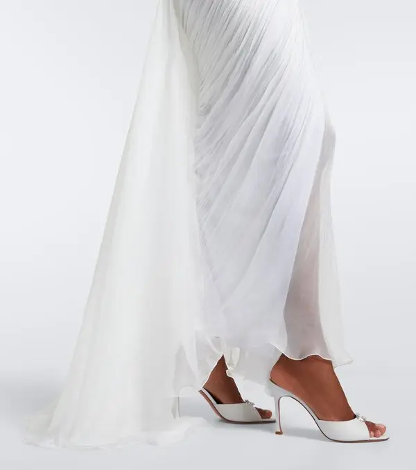 MARIA LUCIA HOHAN Cecilia Draped Silk Muslin Bustier Gown - White