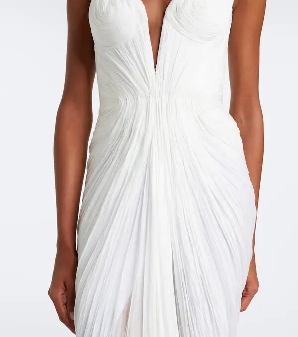 MARIA LUCIA HOHAN Cecilia Draped Silk Muslin Bustier Gown - White