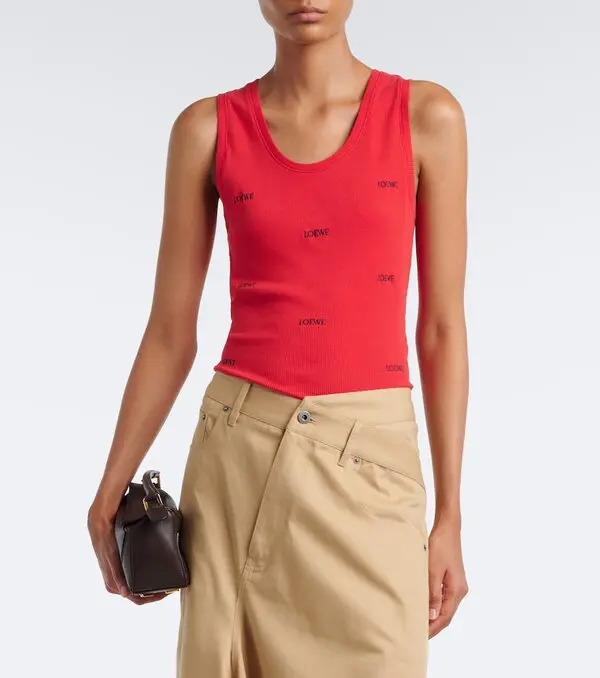 Loewe Logo Ribbed Cotton-blend Tank Top