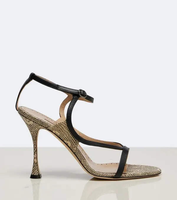 Manolo Blahnik Tibula Snake-effect Leather Sandals