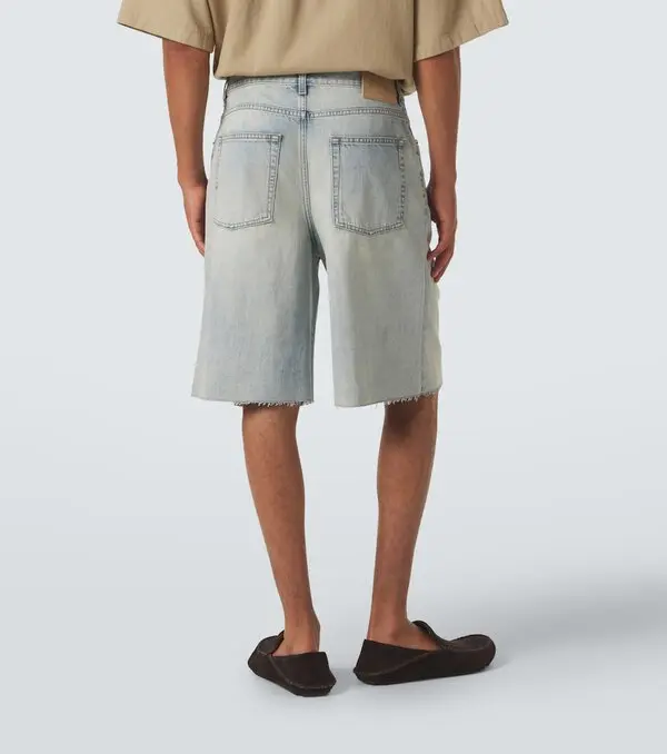 Loewe Anagram Faded Denim Bermuda Shorts - Blue