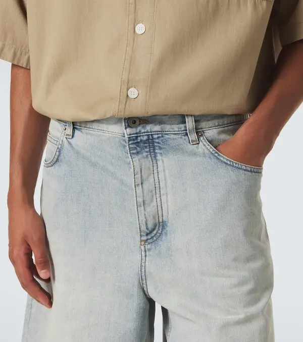 Loewe Anagram Faded Denim Bermuda Shorts - Blue