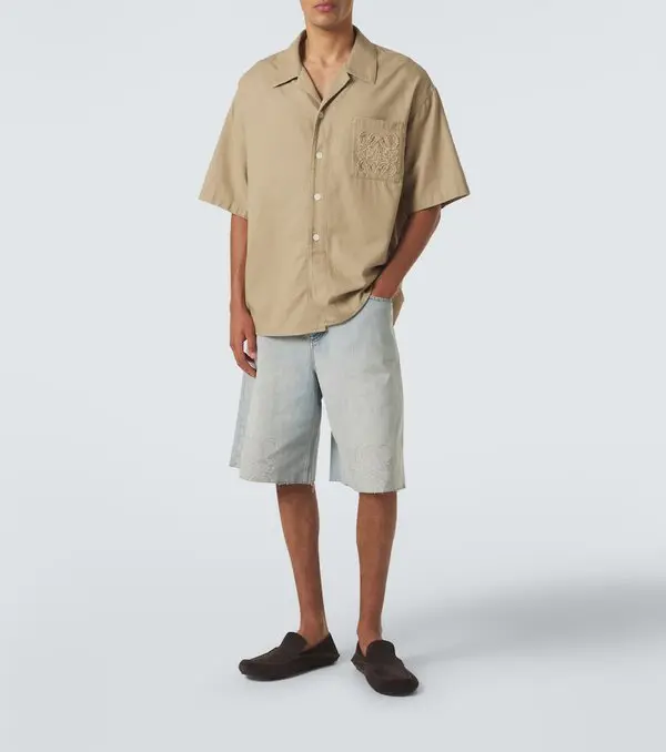 Loewe Anagram Faded Denim Bermuda Shorts