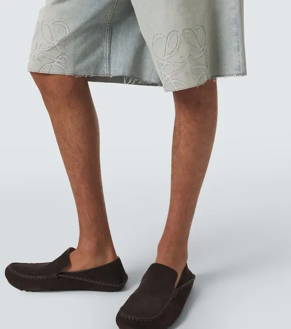 Loewe Anagram Faded Denim Bermuda Shorts