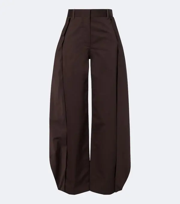Loewe Cotton And Silk Gabardine Barrel-leg Pants - Brown