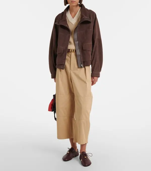 Loewe Leather-trimmed Suede Jacket