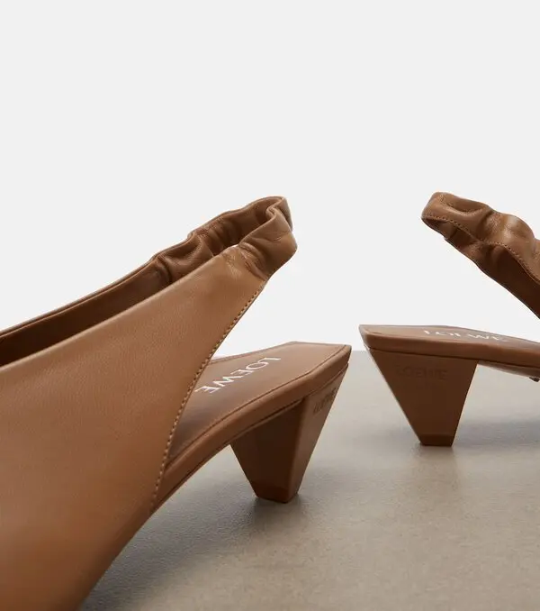 Loewe Origami Leather Slingback Pumps